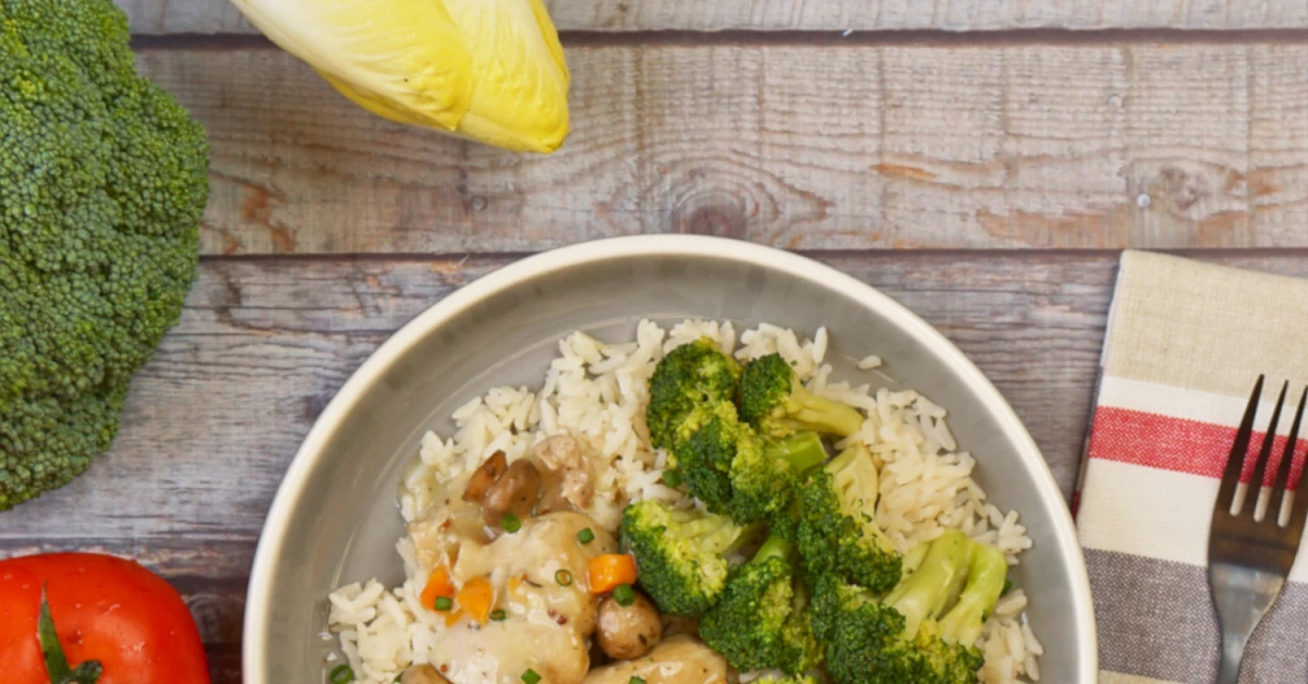 Poulet dijonnaise, duo de riz | Antoine.ca