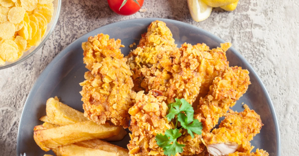 Poulet croustillant aux Corn Flakes, sauce BBQ | Antoine.ca