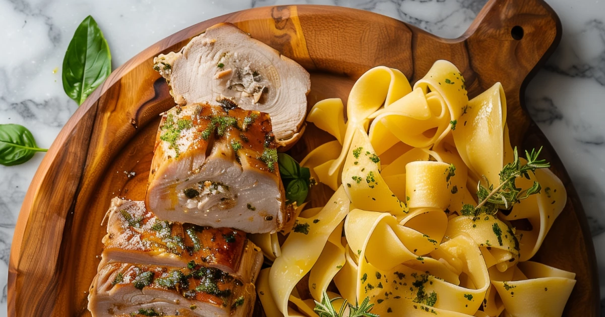 Filet de porc farci à la saucisse italienne et Oka, légumes d'été ...