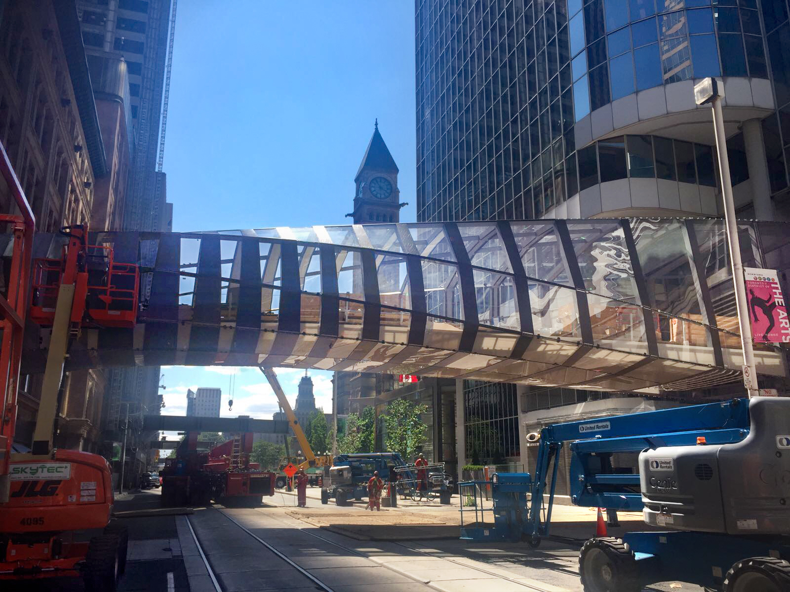 CF Toronto Eaton Centre Bridge installed over Queen Street in Toronto