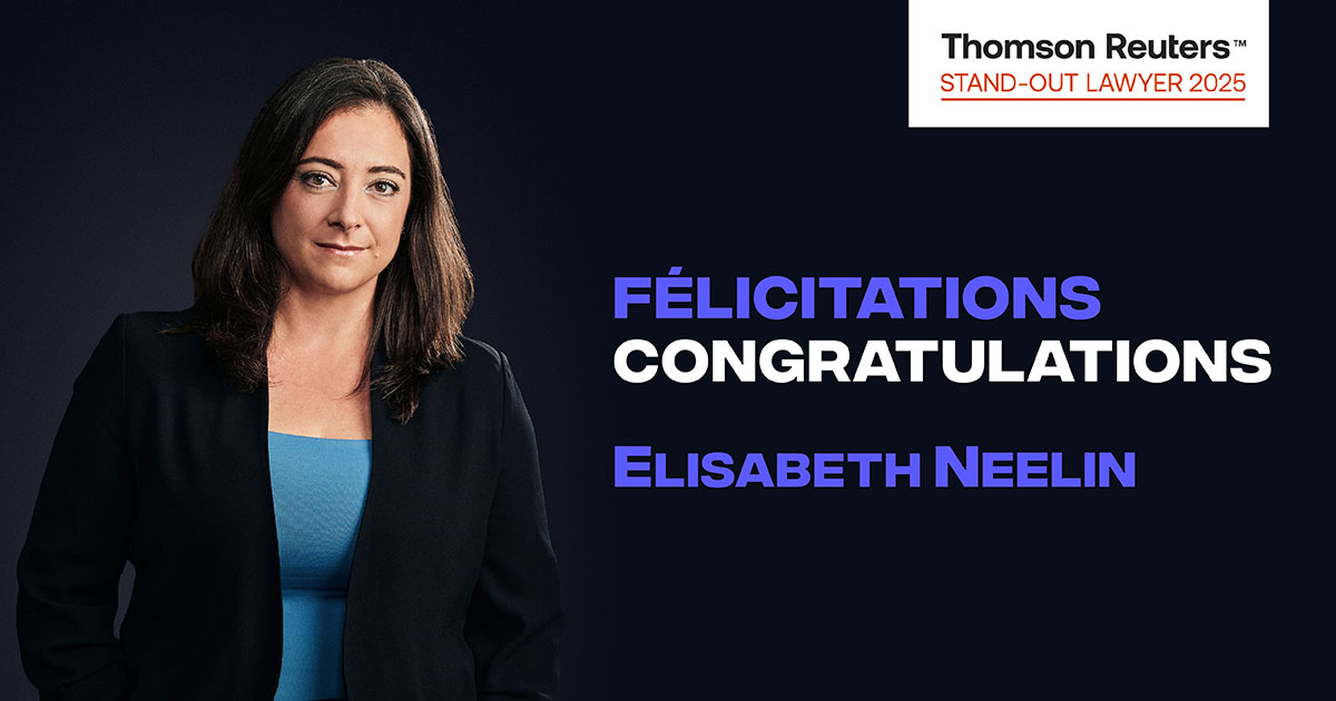 Elisabeth Neelin reconnue par Thomson Reuters | Langlois Avocats