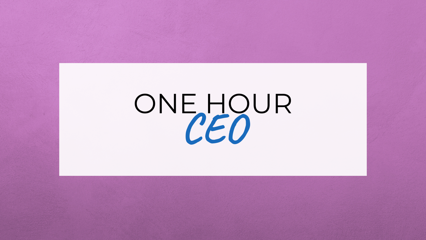 One-Hour CEO (Weekly Momentum System) - Visionary CEO Academy