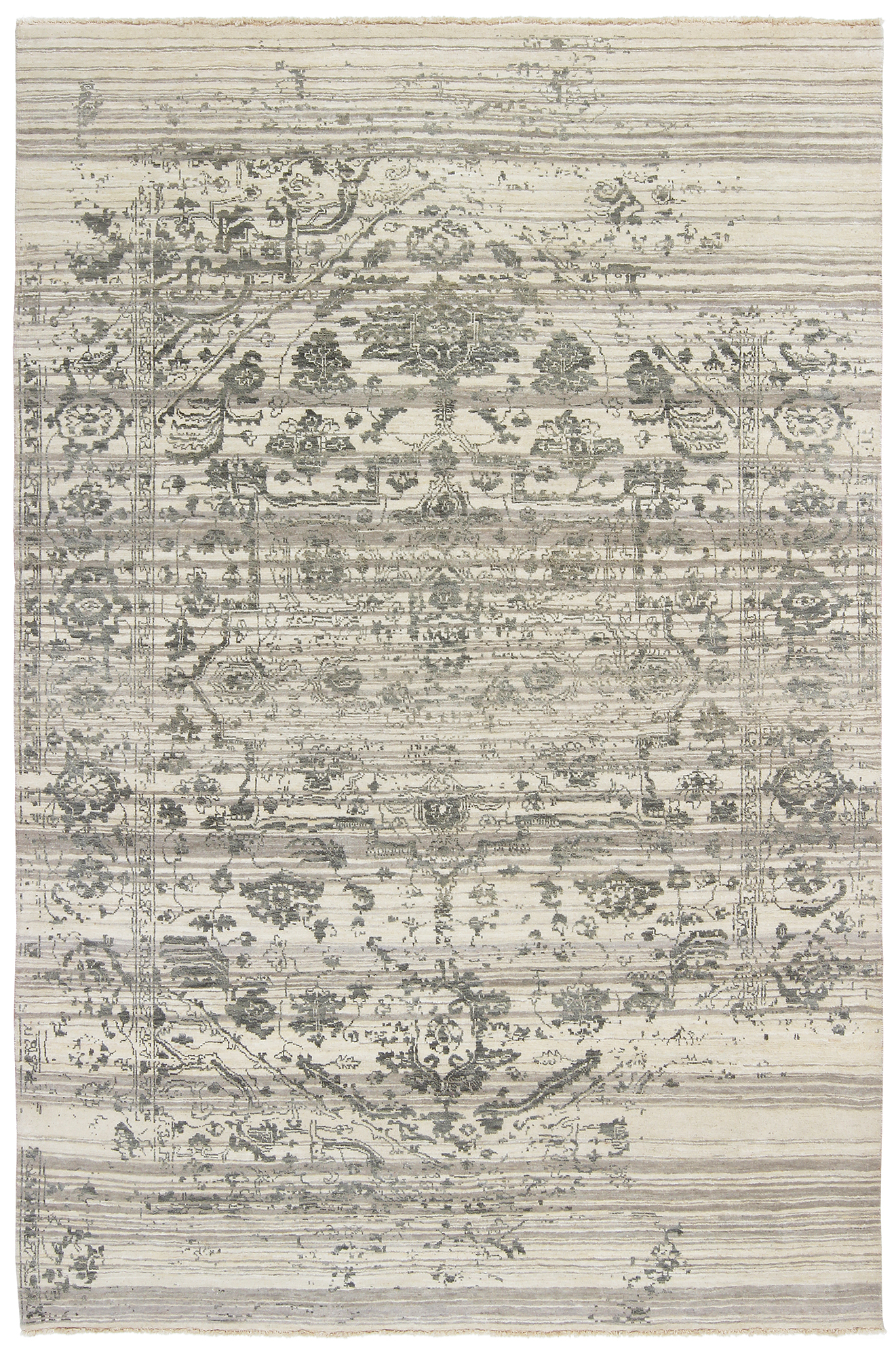 Dazzle Transitional 8'x10' Wool Silk Ivory Grey Area Rug | Turco Persian