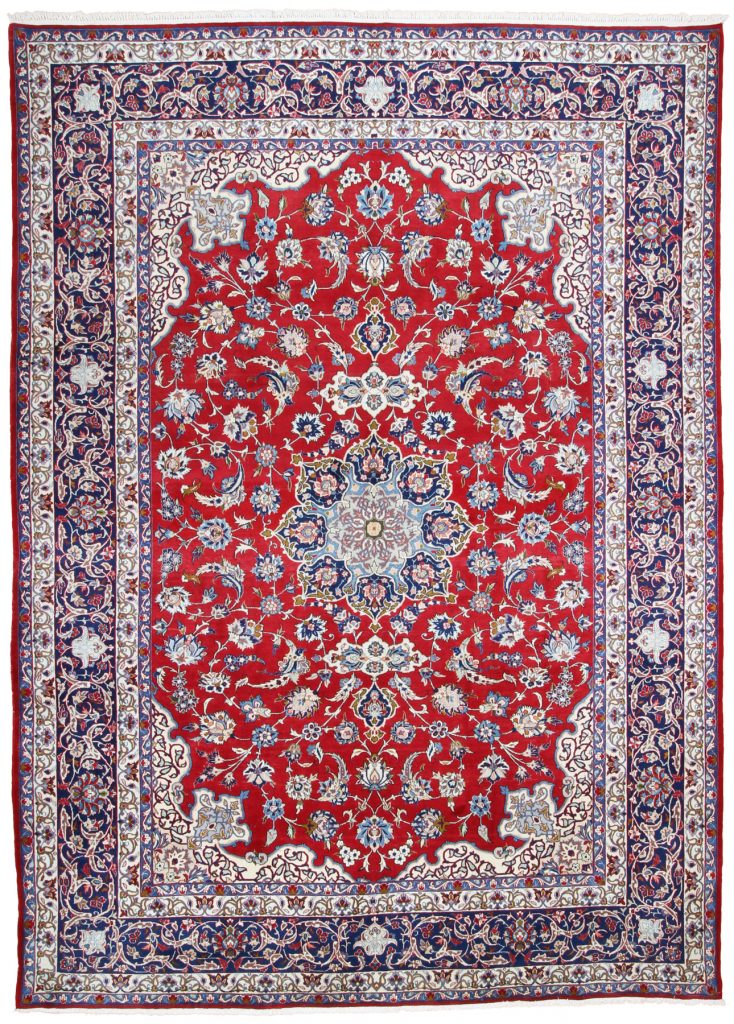 Hand Knotted Persian Isfahan 10x14 Red Blue Area Rug | Turco Persian