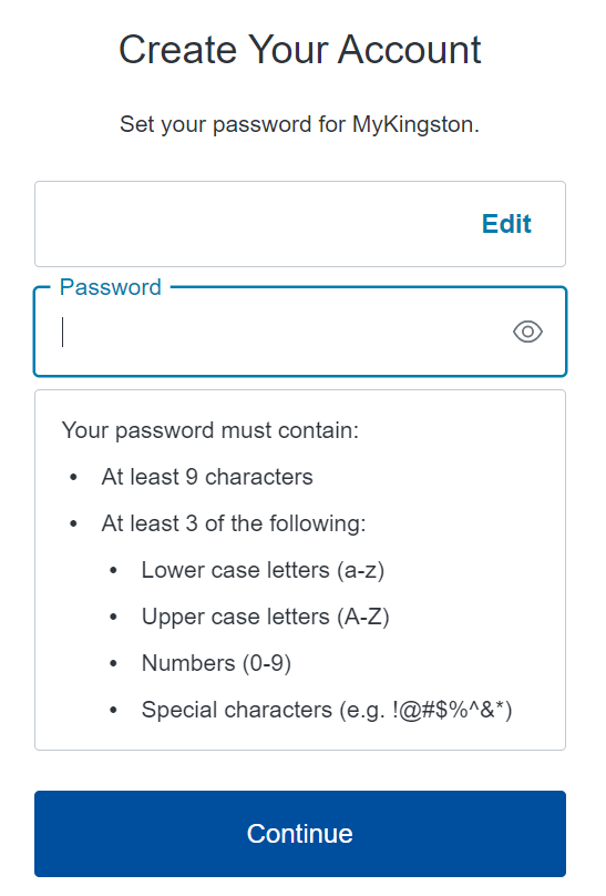 Create MyKingston account
