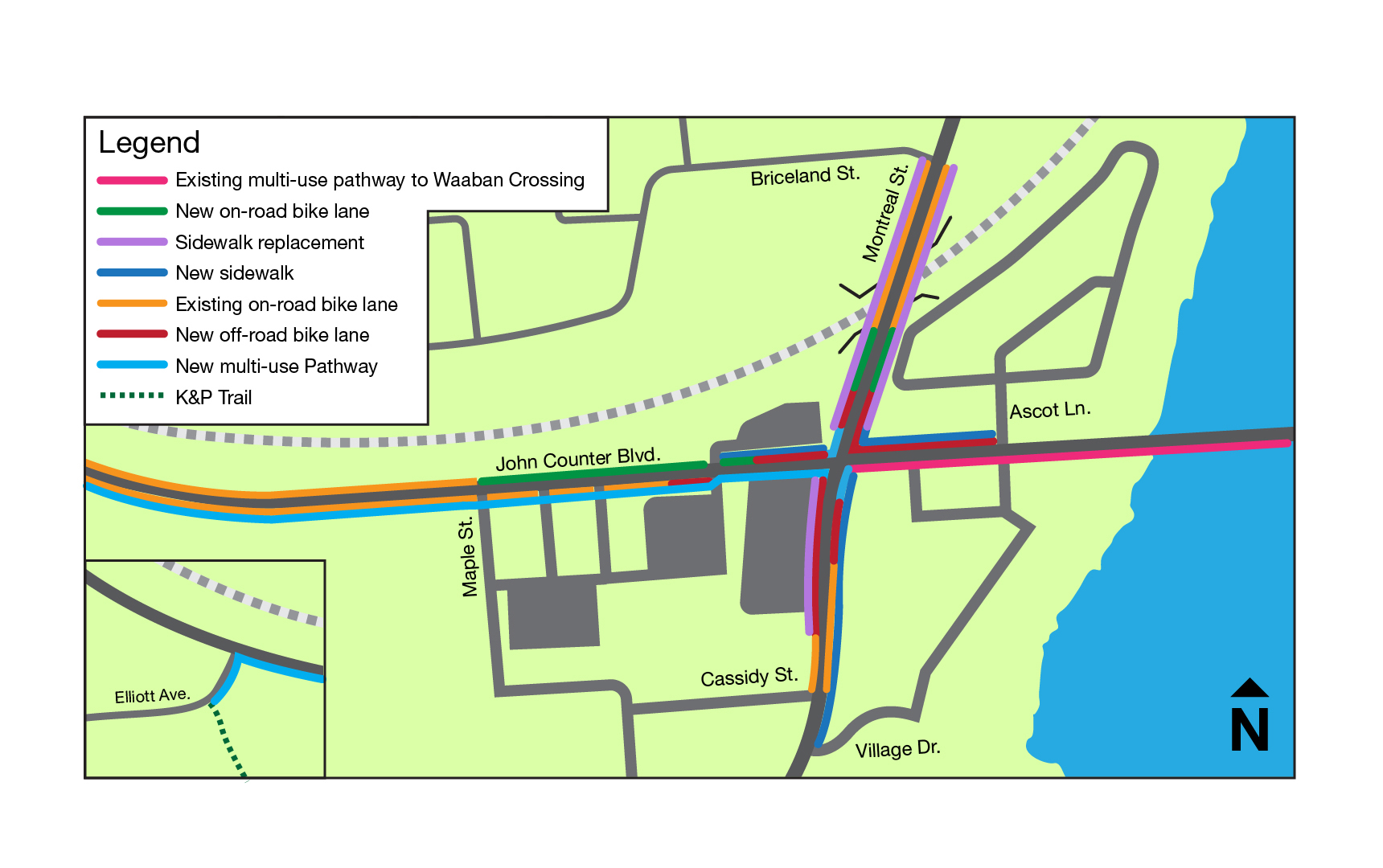 John Counter Boulevard and Montreal Street intersection and pathway ...