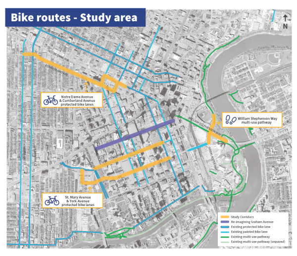 Getting around Downtown - Bike routes | Engage Winnipeg
