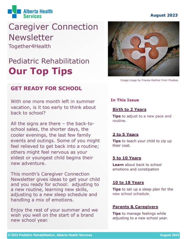 Caregiver Connection Newsletter - August 2023 | Pediatric ...