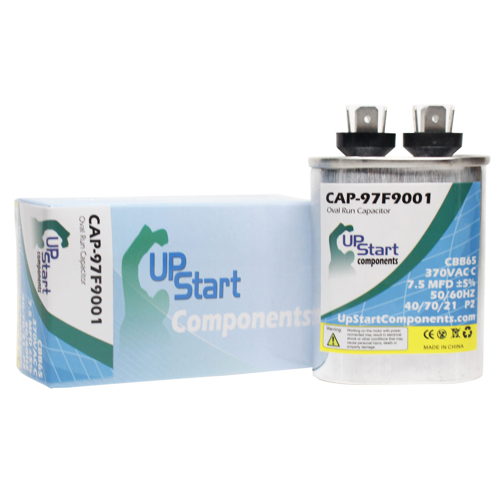 UpStart Components CAP-97F9001-DL6390 7.5 MFD 370 Volt Oval Motor Run ...