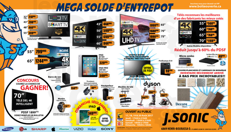 Vente d'entrepôt d'électronique J.Sonic | lesventes.ca