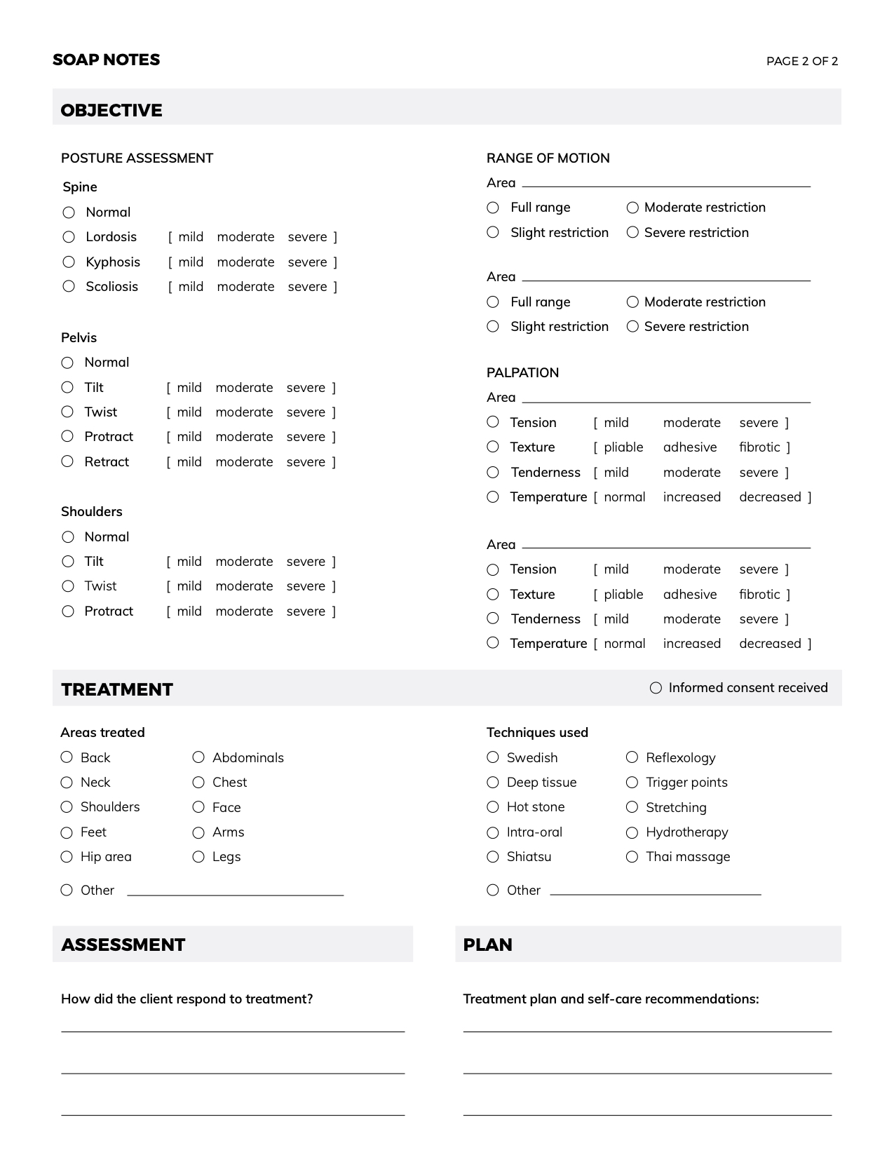 ClinicSense SOAP Note Template For Massage Therapists