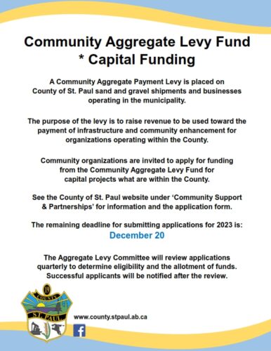 Community Aggregate Levy Funding - Final application intake for 2023 ...