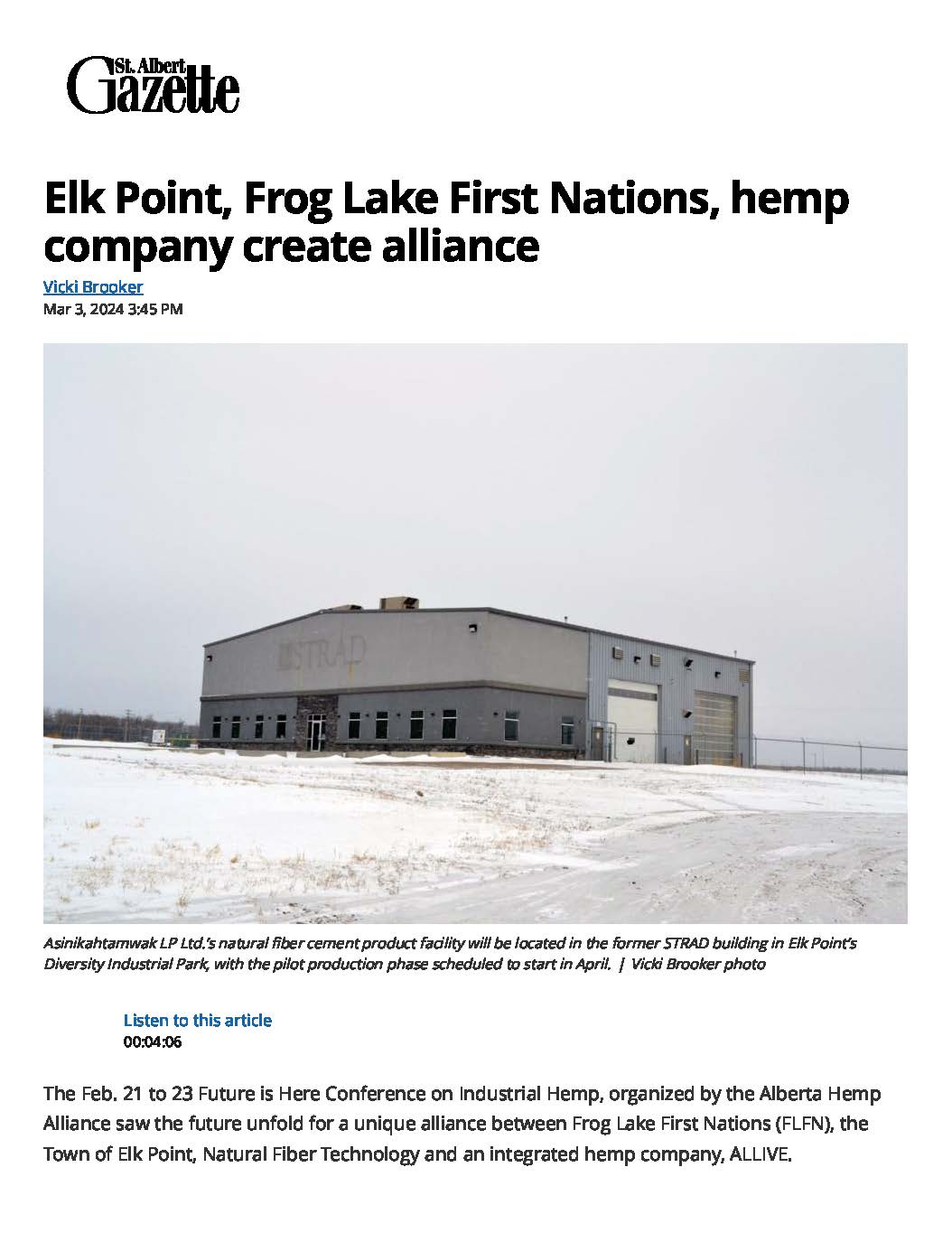 Business Announcement: Elk Point & Frog Lake First Nations Hemp Company ...