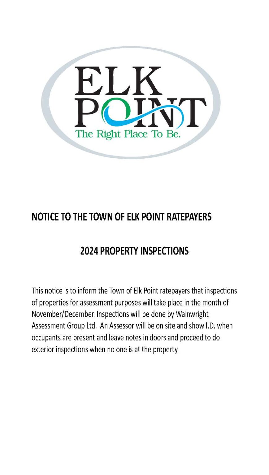 NOTICE TO RATEPAYERS - Town of Elk Point