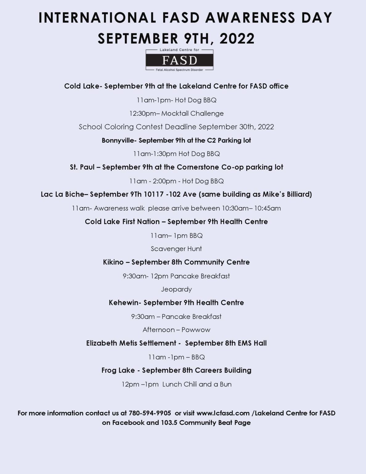 International FASD Awareness day-Activities - Lakeland Centre for FASD