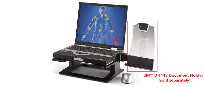 3M™ LX500 Adjustable Notebook Riser, Black - 13" x 13" x 4" 717207