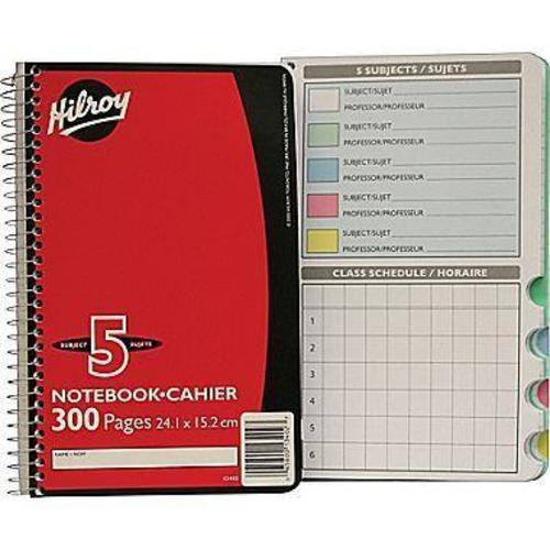 Hilroy® 300 Pages 5-Subject Notebook with Tabs, Assorted Colours 32458