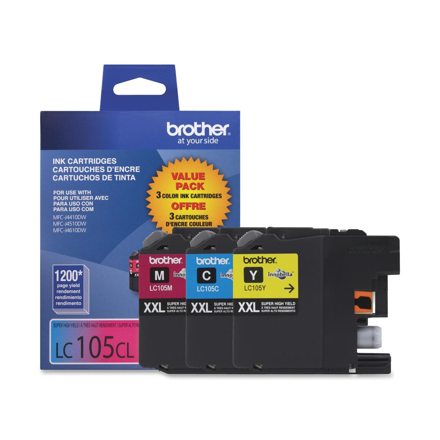 Brother LC105 3PKS Original Color Ink Cartridge Combo Extra High Yield ...