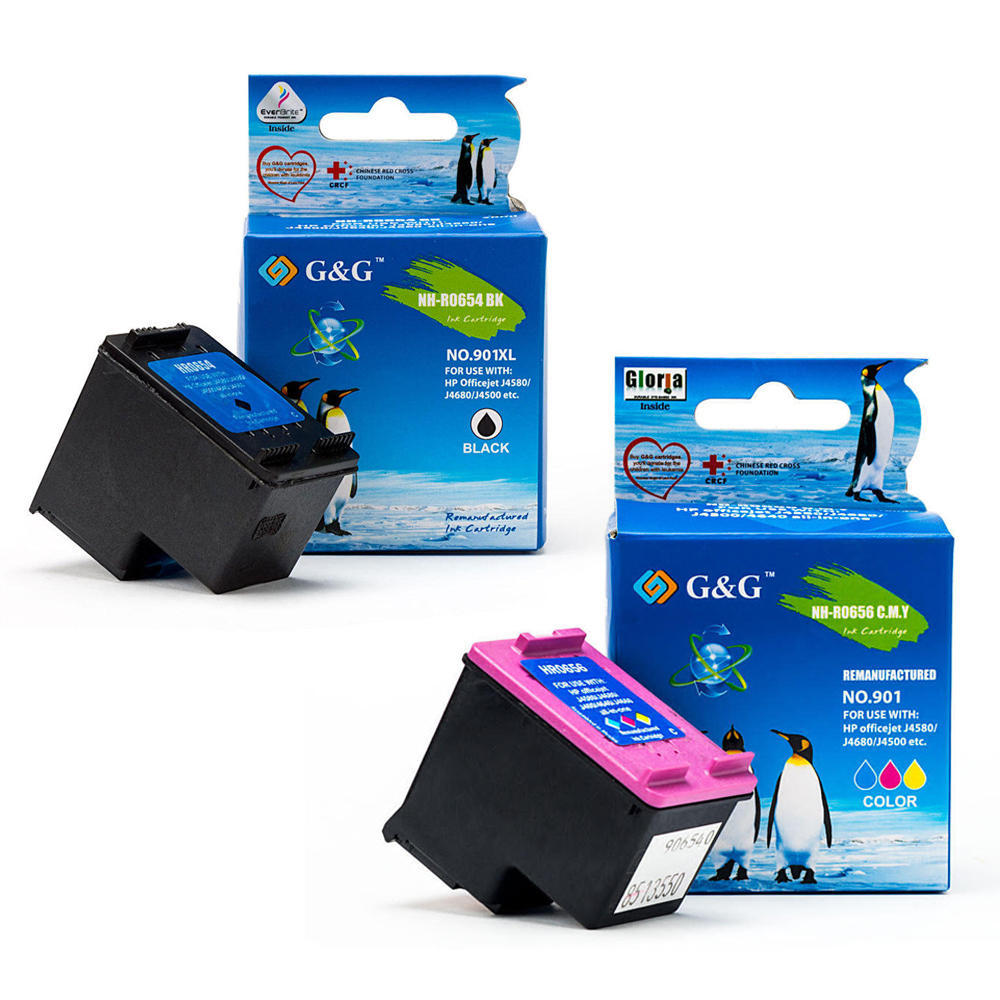 Remanufactured HP 901XL Black and HP 901 Color CC654AN And CC656AN Ink ...