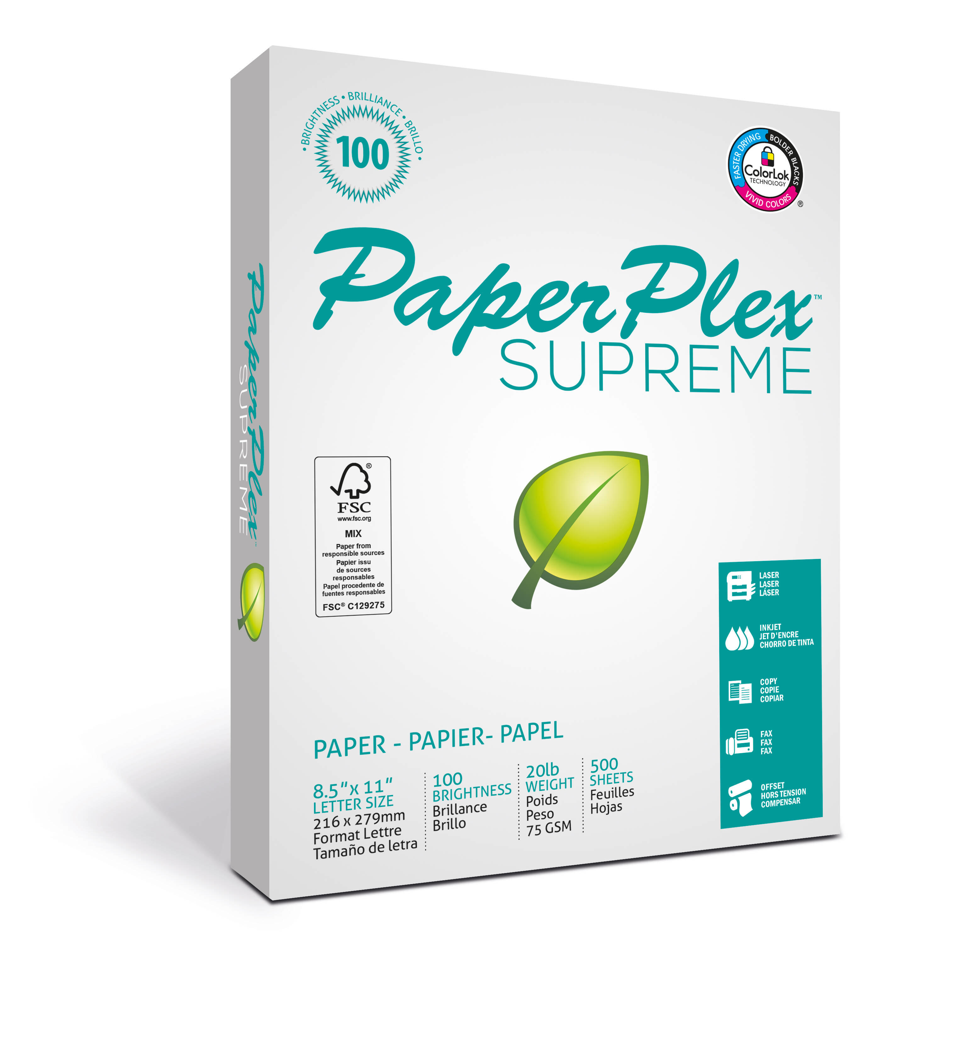 PaperPlex Premier Copy Paper, 20 lbs, 8.5''x11'' ,100 bright , 500 ...