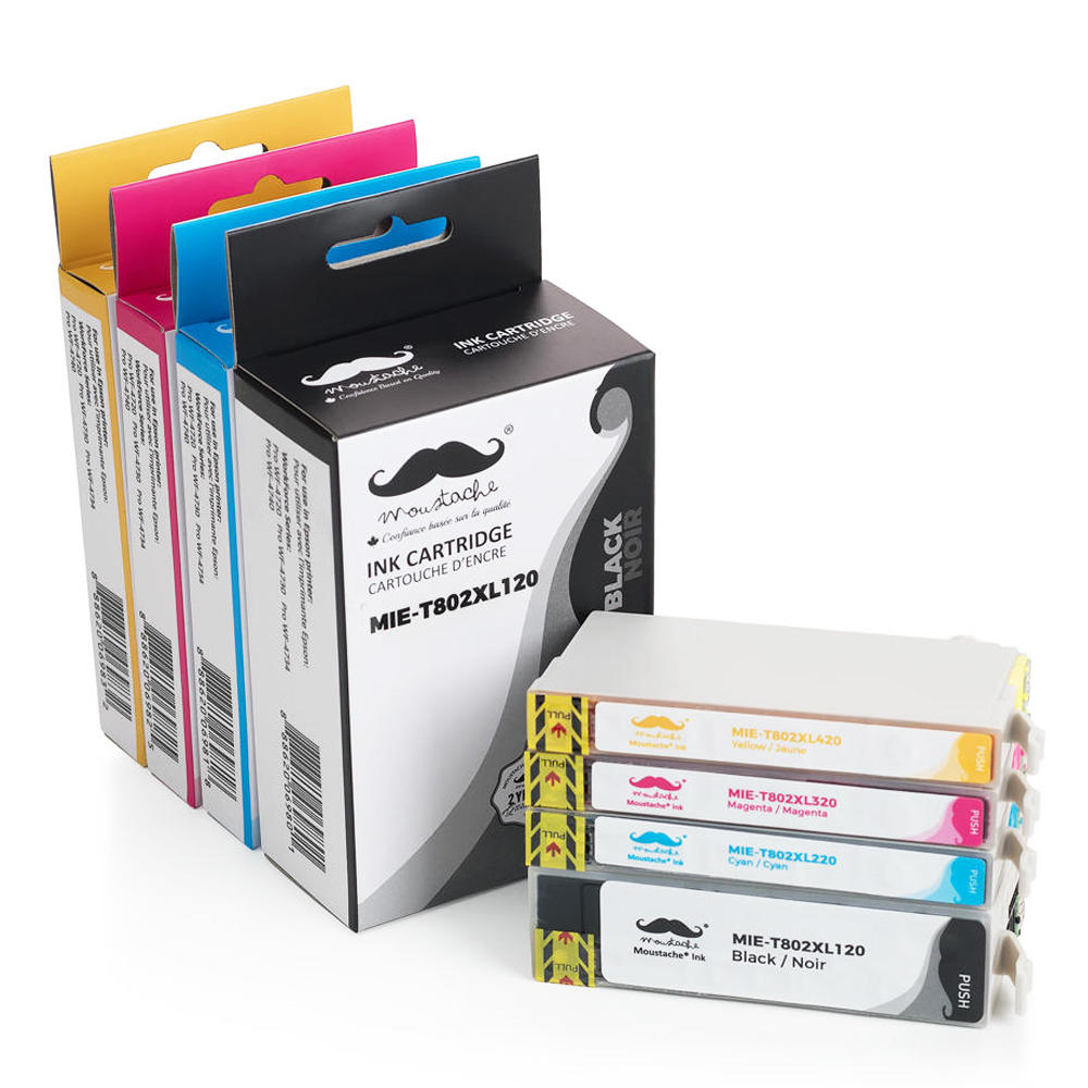 Epson 802 T802XL Remanufactured Ink Cartridge Combo High Yield BK/C/M/Y ...