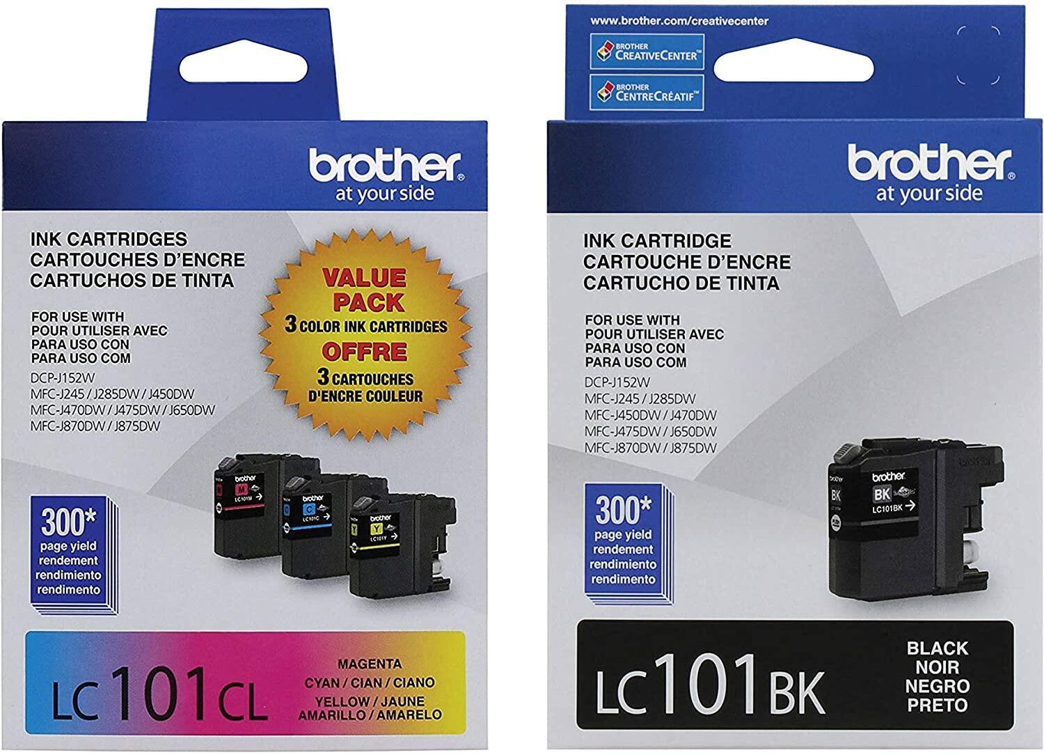 Brother LC101 Original Ink Cartridge Combo BK/C/M/Y at InkJetSuperStore