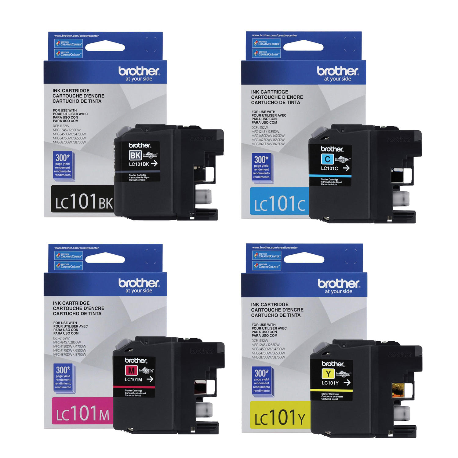 Brother LC101 Original Ink Cartridge Combo BK/C/M/Y at InkJetSuperStore