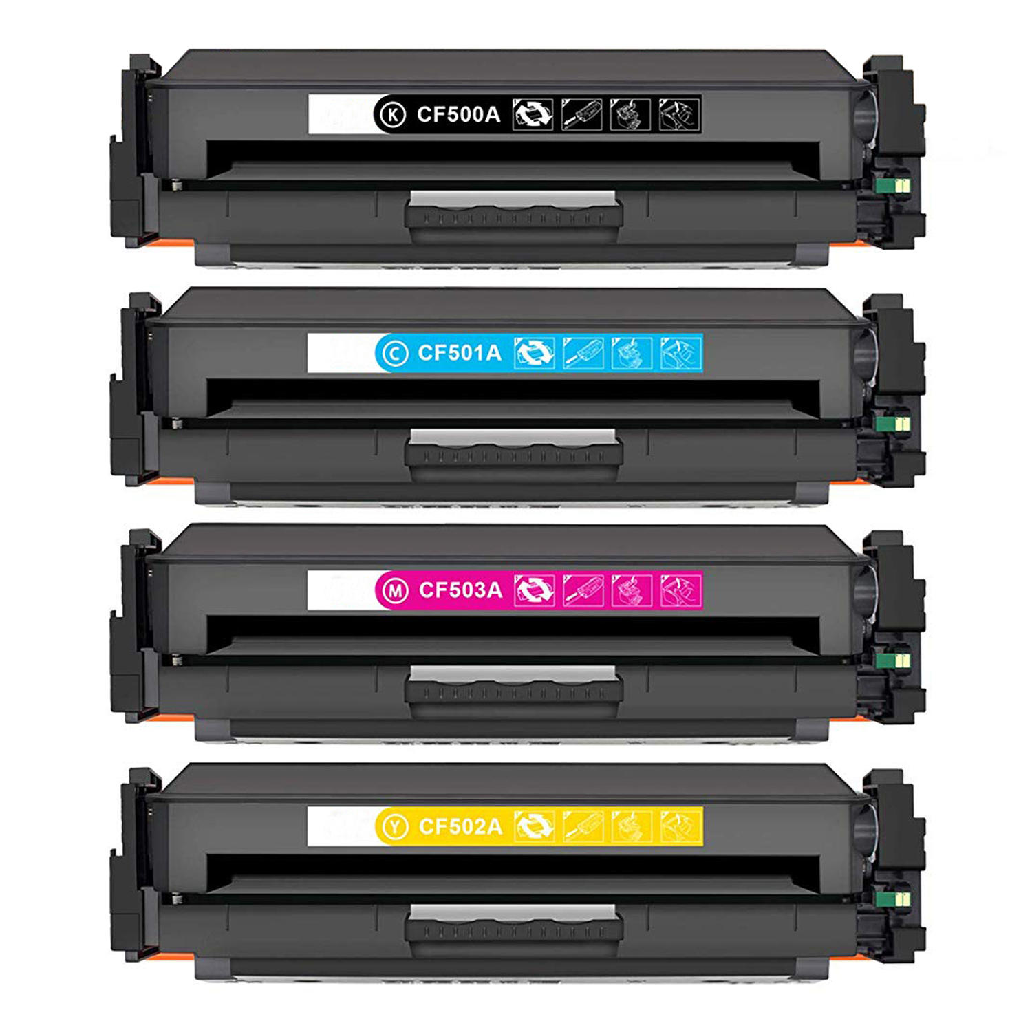 Compatible HP 202A CF500A CF501A CF502A CF503A Toner Cartridge Combo BK ...